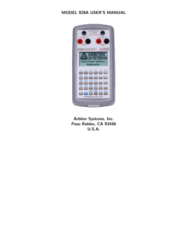 Arbiter Systems 928A User manual | Manualzz