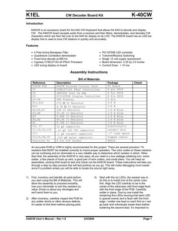 K40 CW Decoder Guide | Manualzz