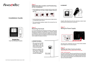 FingerTec TA200 Plus Installation Guide | Manualzz