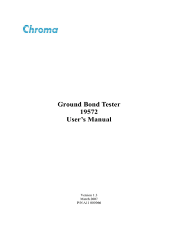 Chroma 19572 Ground Bond Tester User's Manual | Manualzz