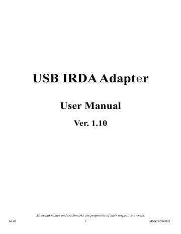USB IrDA Adapter User Manual | Manualzz