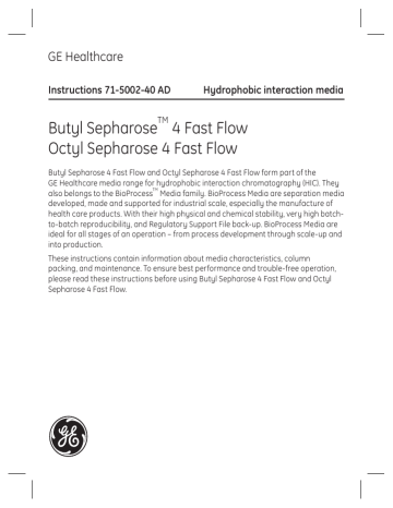 GE Healthcare Hydrophobic Interaction Media Sepharose 4 Fast Flow Butyl ...