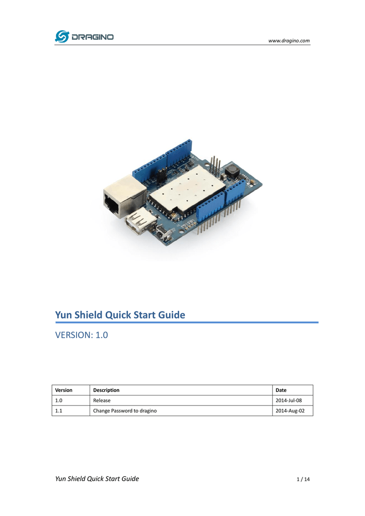 Dragino Yun Shield Quick Start Guide Manualzz 