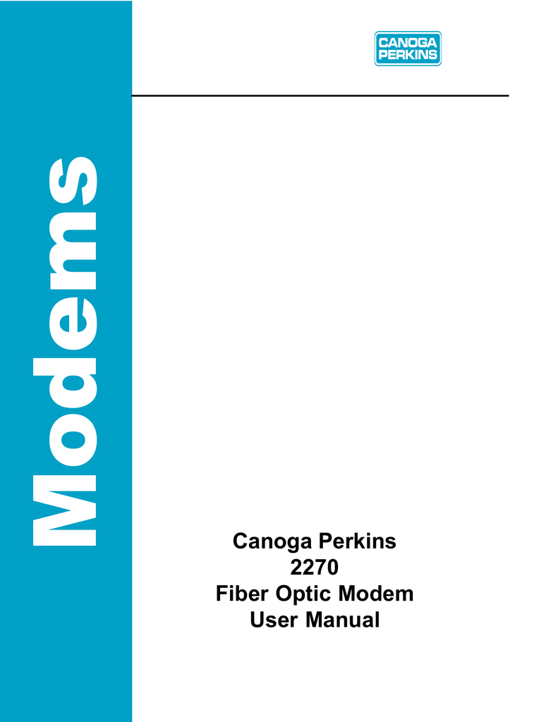 Canoga Perkins 2270 Fiber Optic Modem User Manual | Manualzz