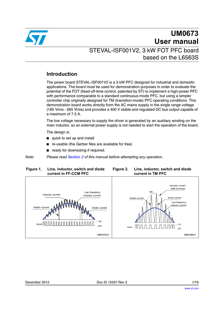 ST STEVAL-ISF001V2 kW FOT PFC board based on the L6563S User Manual | Manualzz