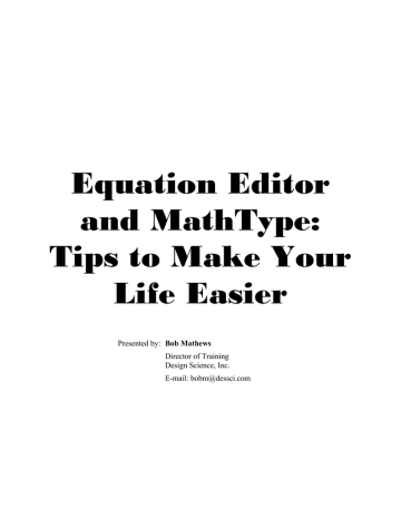 Equation Editor, MathType User Guide - Tips & Tricks | Manualzz