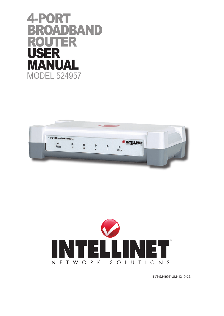 Intellinet 524957 4-Port Broadband Router User Manual | Manualzz