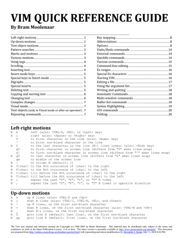 Vim Quick Reference Guide | Manualzz