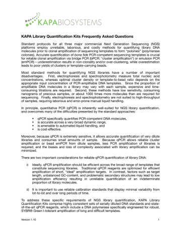 KAPA Library Quantification Kits FAQs | Manualzz
