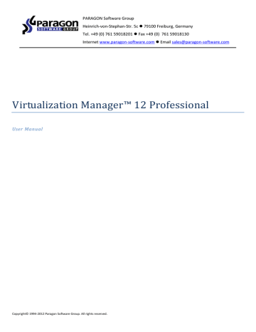 Paragon Virtualization Manager 12 Professional User Manual | Manualzz