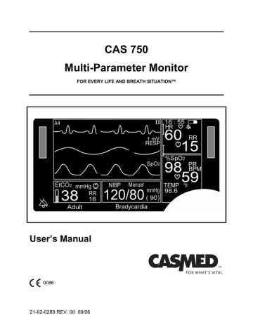 CAS 750 Patient Monitor User's Manual | Manualzz