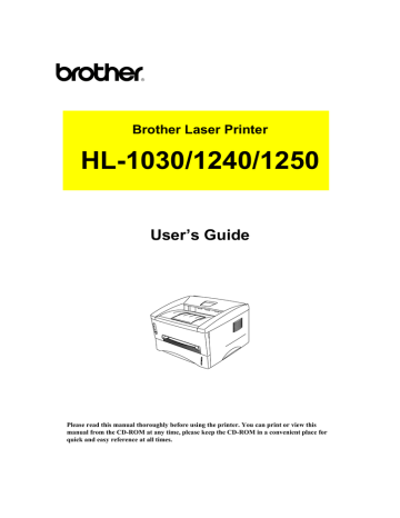 Brother HL-1250 User's Guide | Manualzz