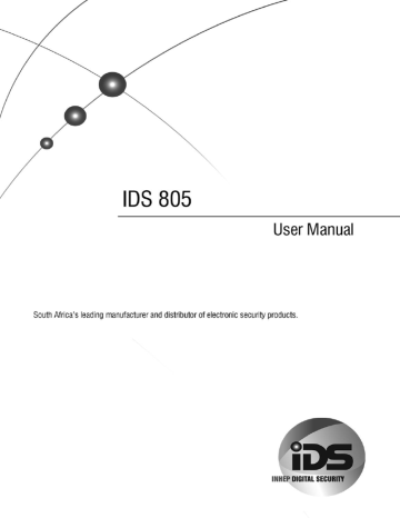 IDS 805 Alarm System User Manual | Manualzz