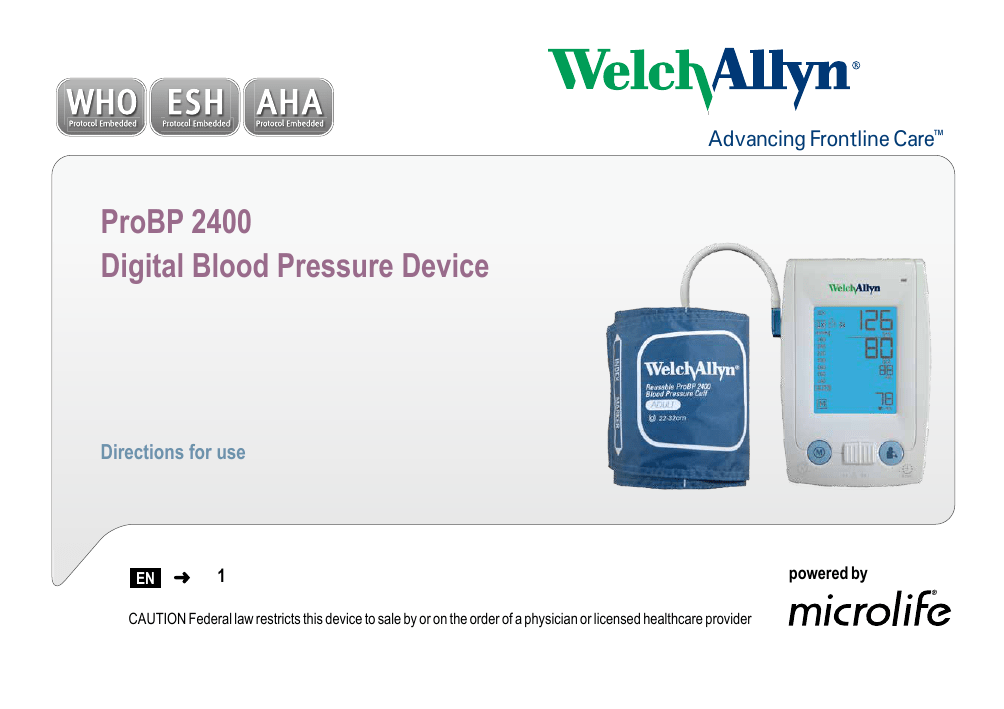 Welch Allyn ProBP 2400 User manual | Manualzz