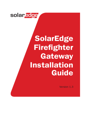 SolarEdge Firefighter Gateway Installation manual | Manualzz