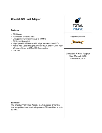 Total Phase Cheetah SPI Host Adapter User Manual | Manualzz