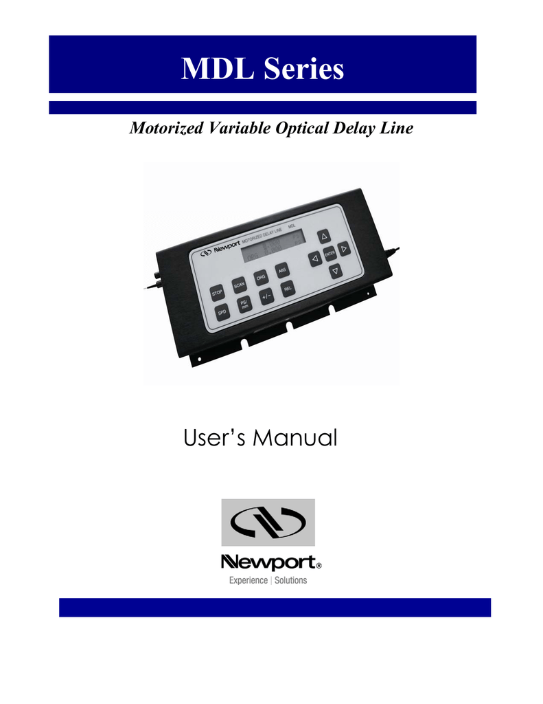 Newport MDL Optical Delay Line User manual | Manualzz