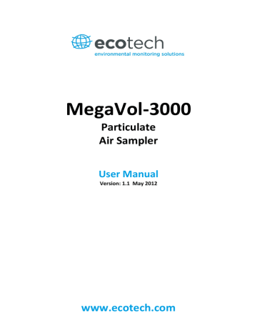 Ecotech MegaVol 3000 Particulate Air Sampler User Manual | Manualzz