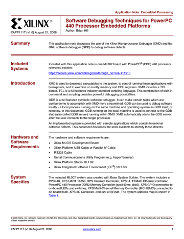 Xilinx PowerPC 440 Processor Embedded Platforms Application Note | Manualzz