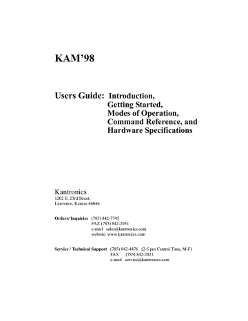 Kantronics KAM 98 User’s Guide | Manualzz