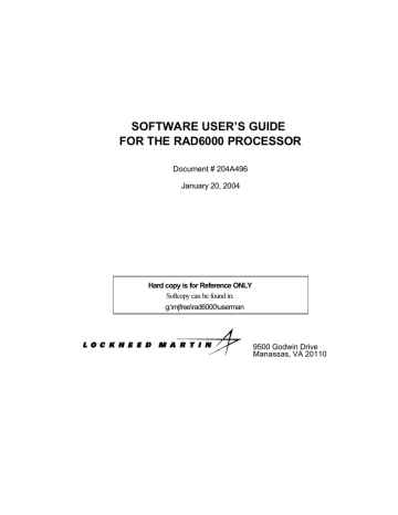 RAD6000 processor User's Guide | Manualzz