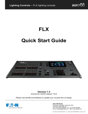 Zero 88 FLX Lighting Console Quick Start Guide | Manualzz
