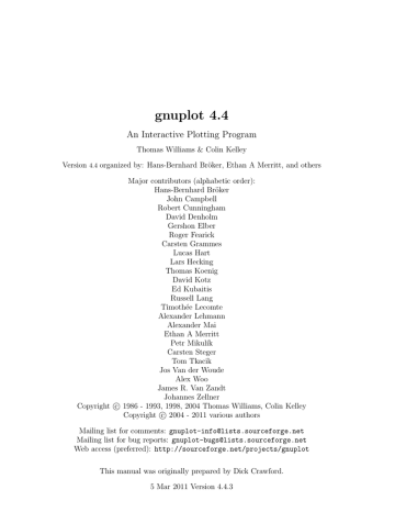 Gnuplot User Manual - Version 4.4.3 | Manualzz