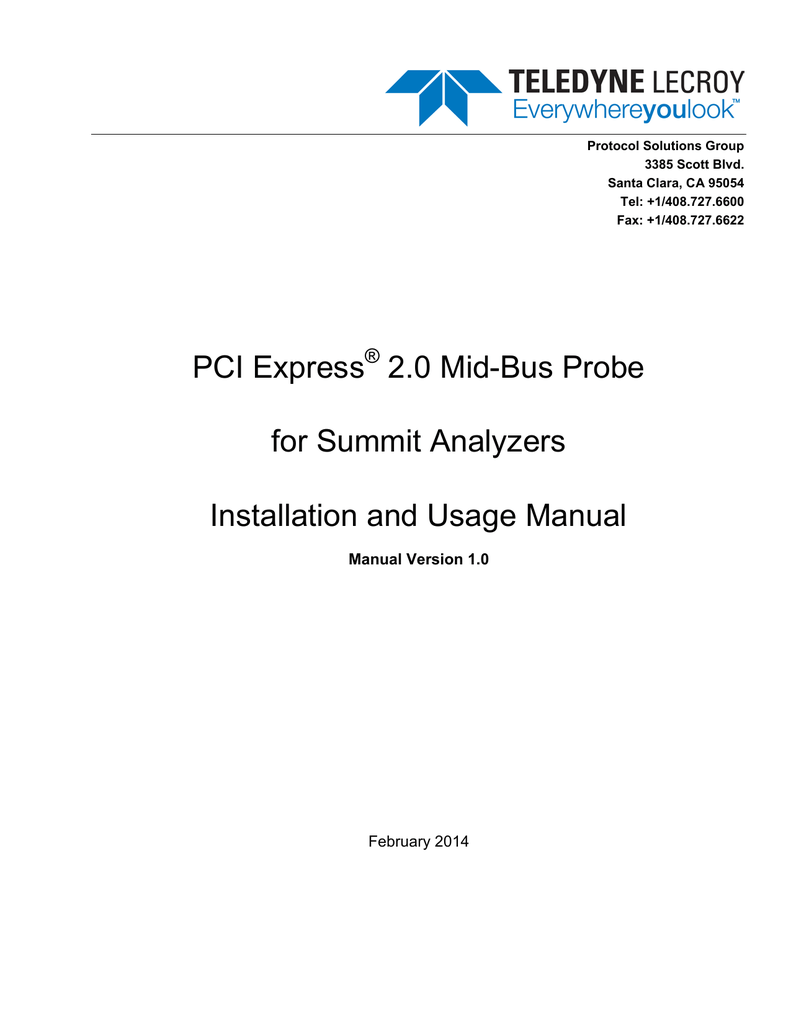 PCI Express 2.0 Mid-Bus Probe for Summit T24 | Manualzz
