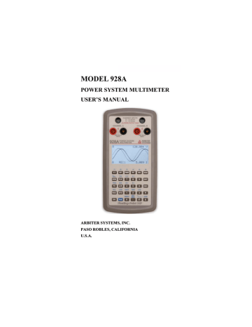 Arbiter Systems 928A User manual | Manualzz