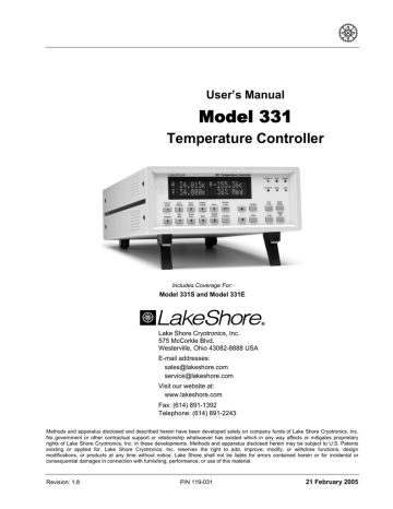 Lakeshore Model 331 Temperature Controller | Manualzz