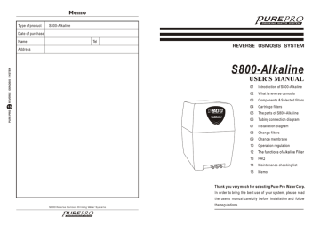 Drinking Water System S800 Alkaline User's Manual | Manualzz