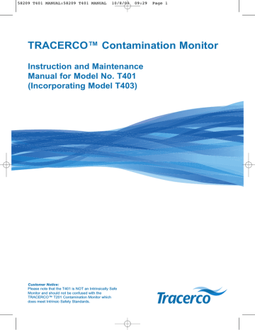 Tracerco T401 and T403 Radiation Contamination Monitor Manual | Manualzz