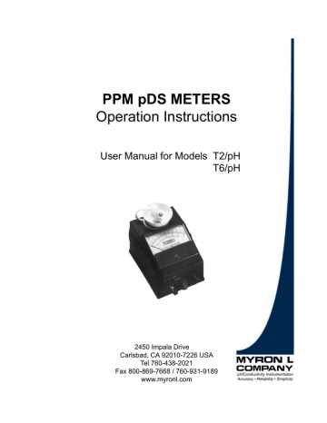 MYRON L PPM pDS Meters Operation Manual | Manualzz