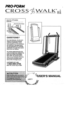 PRO-FORM CROSSWALK si PFTL20460 User's Manual | Manualzz