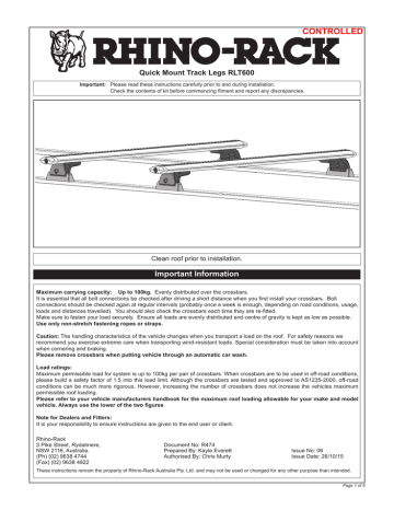 Rhino-Rack Vortex RLT600 Trackmount 2-Bar Roof Rack Installation ...