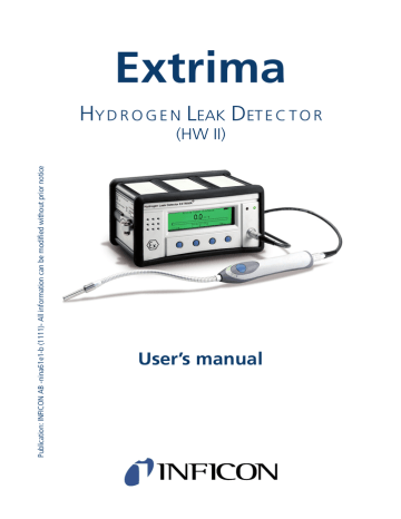 INFICON Hydrogen Leak Detector HW II Extrima User's Manual | Manualzz
