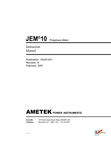 AMETEK JEM 10 Instruction Manual | Manualzz