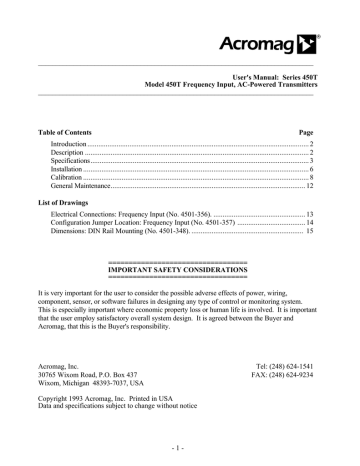 Acromag 450T-FQ1 User Manual | Manualzz