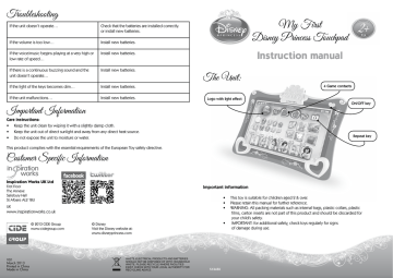 CIDE Group My First Disney Princess Touchpad Instruction manual | Manualzz