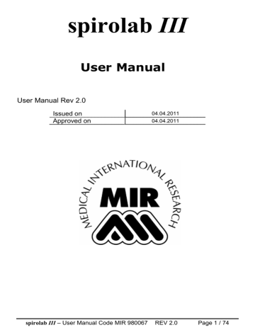 spirometer spirolab III User Manual | Manualzz