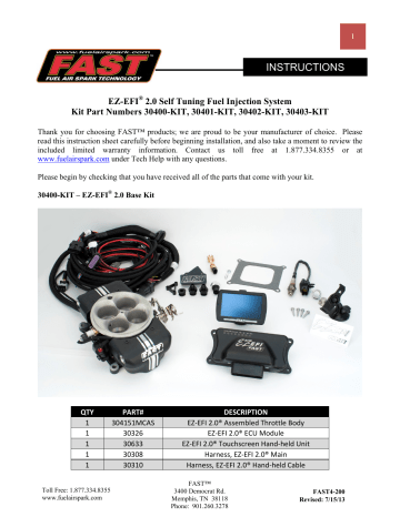 FAST EZ-EFI 2.0 Fuel Injection System Instructions | Manualzz