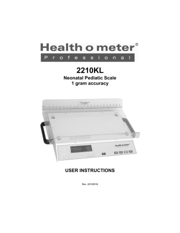 Health o meter Neonatal Scale 2210KL User Manual | Manualzz