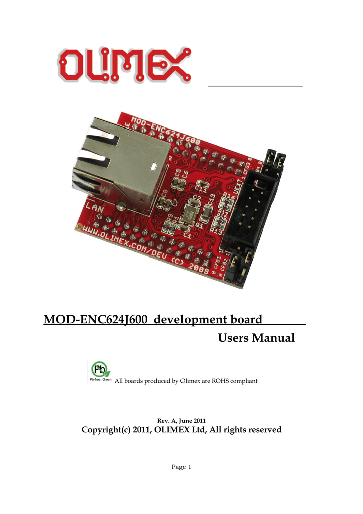 Olimex MOD-ENC624J600 User Manual | Manualzz
