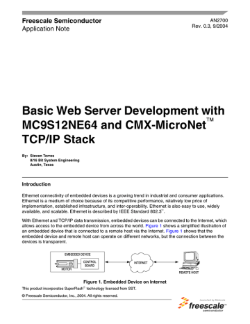 Web server development MC9S12NE64, TCP/IP Stack CMX-MicroNet TCP/IP Stack Application Note ...