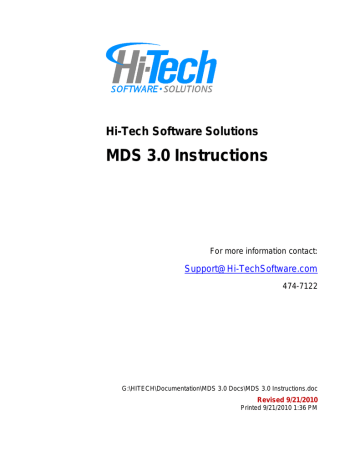 MDS 3.0 Instructions - Hi-Tech Software Solutions | Manualzz