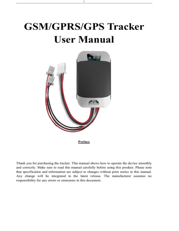 GPS Tracker GSM/GPRS/GPS Tracker User manual | Manualzz