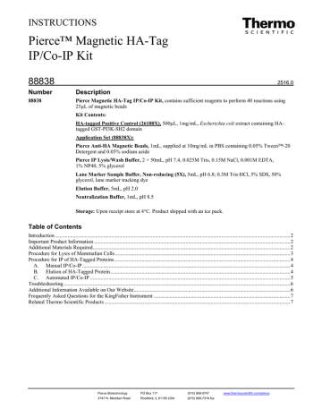 Pierce™ Magnetic HA-Tag IP/Co-IP Kit | Manualzz