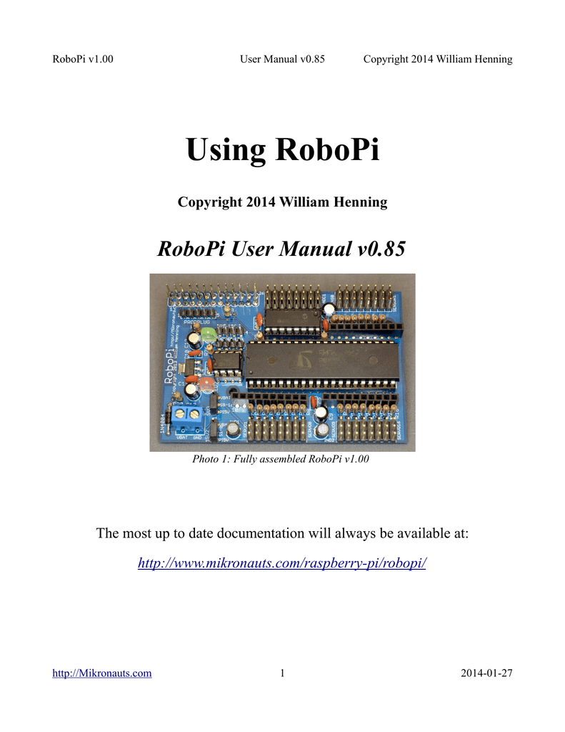 Raspberry Pi RoboPi User manual | Manualzz