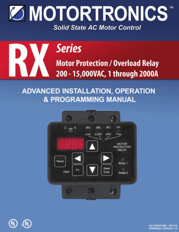 Motor Protection Relay RX Series User Manual | Manualzz