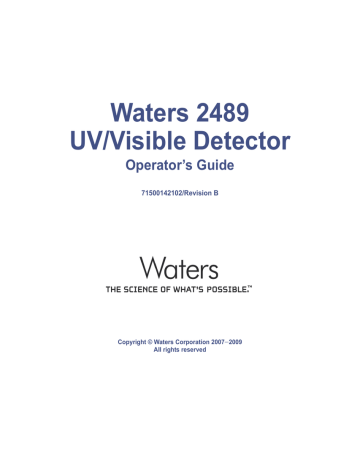 Waters 2489 UV/Visible Detector Operator's Guide | Manualzz